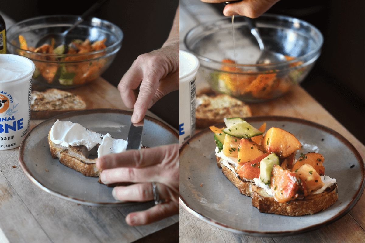 Grilled Toast with Summer Vegetables and Cal Red Peaches – Frog Hollow Farm